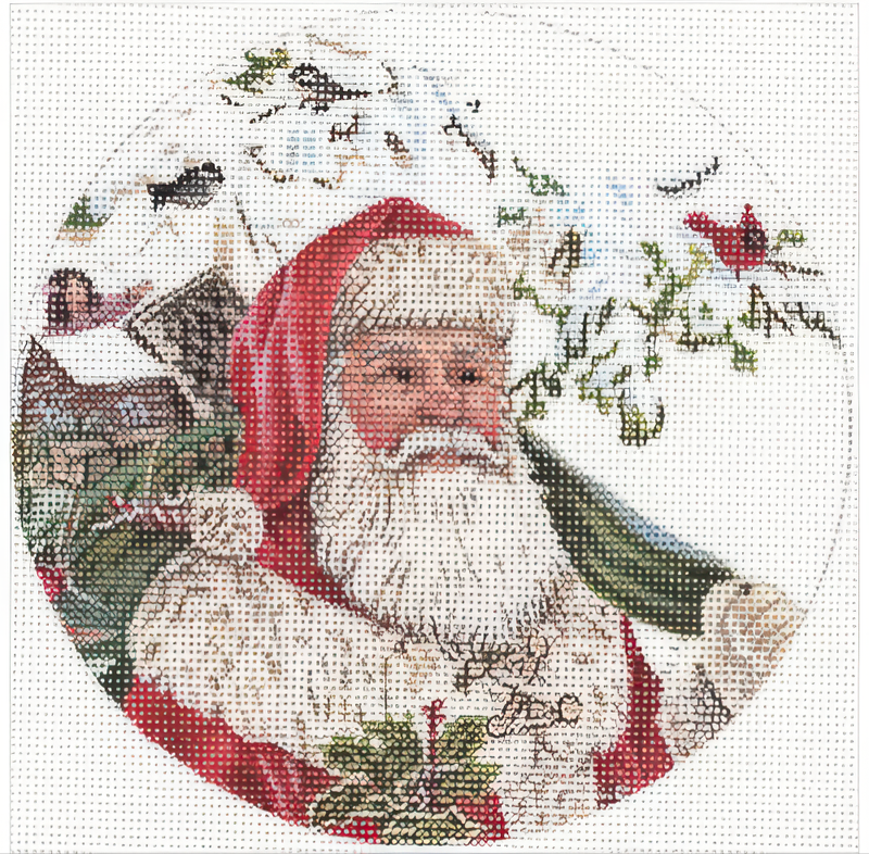 Needlepoint Handpainted Christmas Liz Goodrick Dillon Wilderness Santa ...