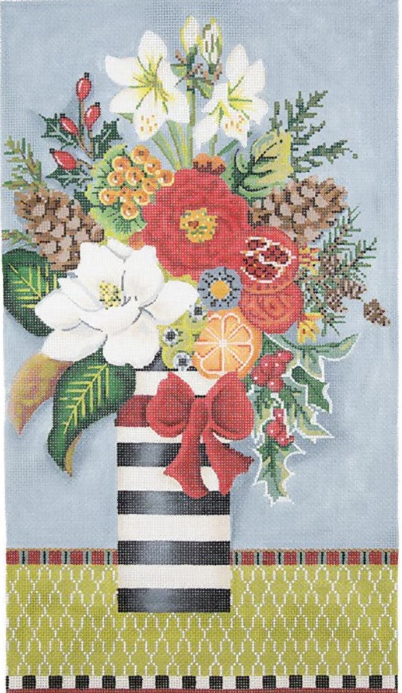 Needlepoint Handpainted Kelly Clark Winter Floral, Guide, Embellishmen ...